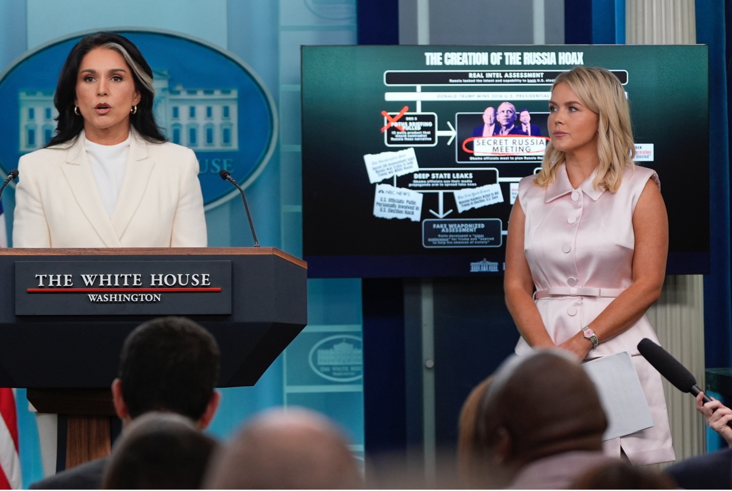 Director of National Intelligence Tulsi Gabbard and press secretary ...