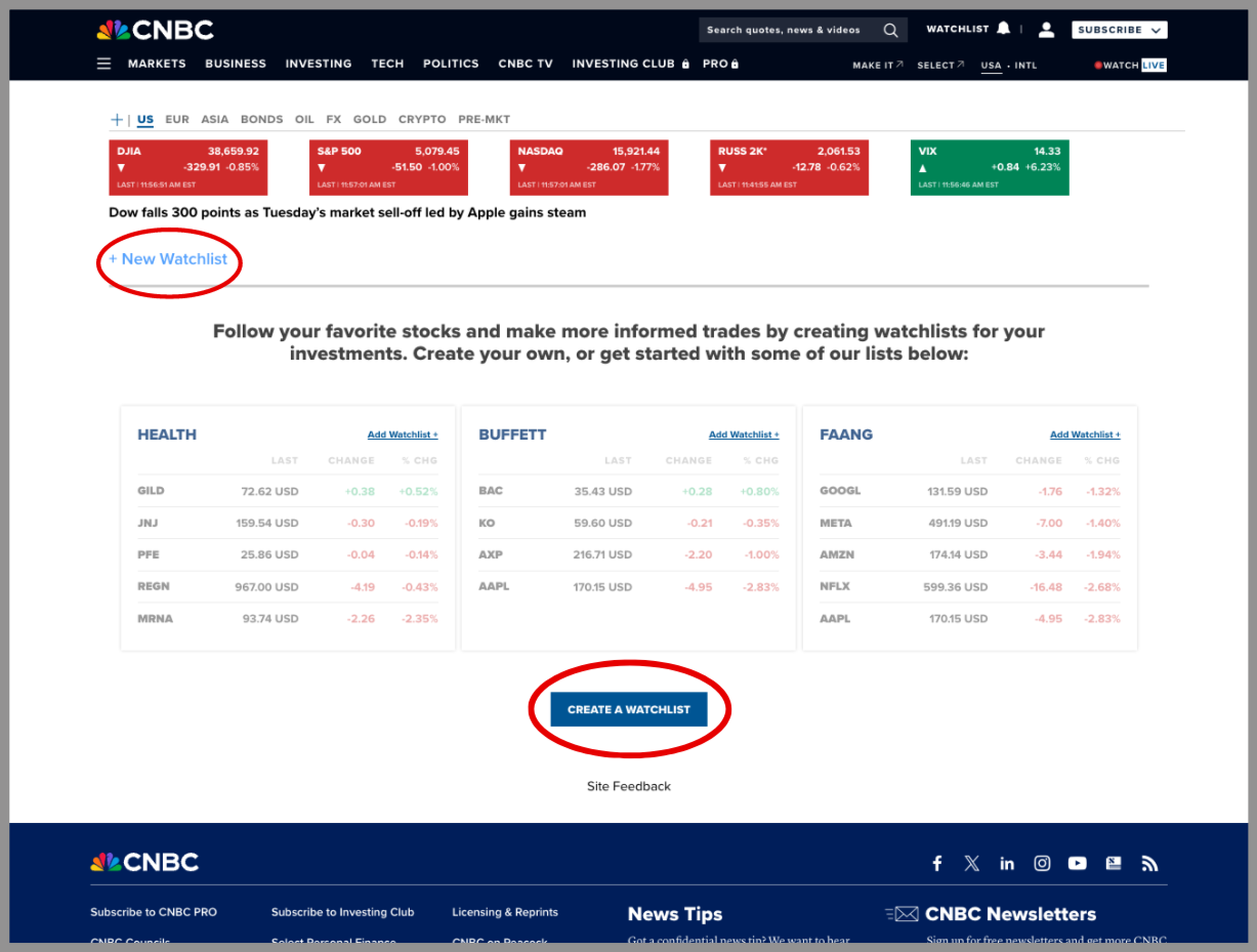 Create your Watchlist on CNBC!