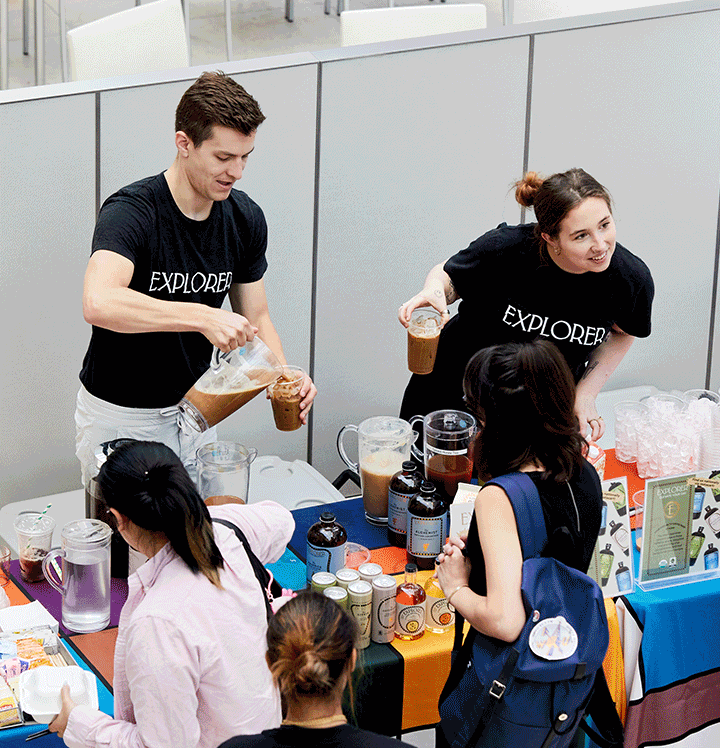 gif of colleagues at various events in hearst tower