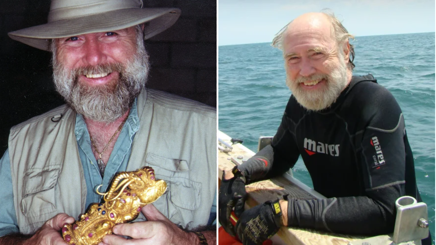Dr Spence holding a a sword handle, which was once owned by a pirate ...