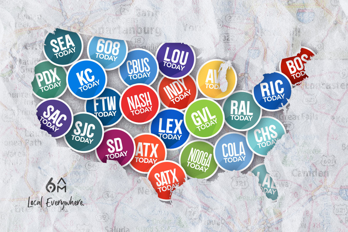A map of the US with 6AM markets shown in bright colors