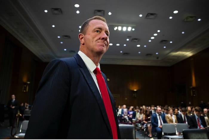 Sen. Eric Schmitt (R-Mo.) at a Senate Appropriations Committee hearing ...